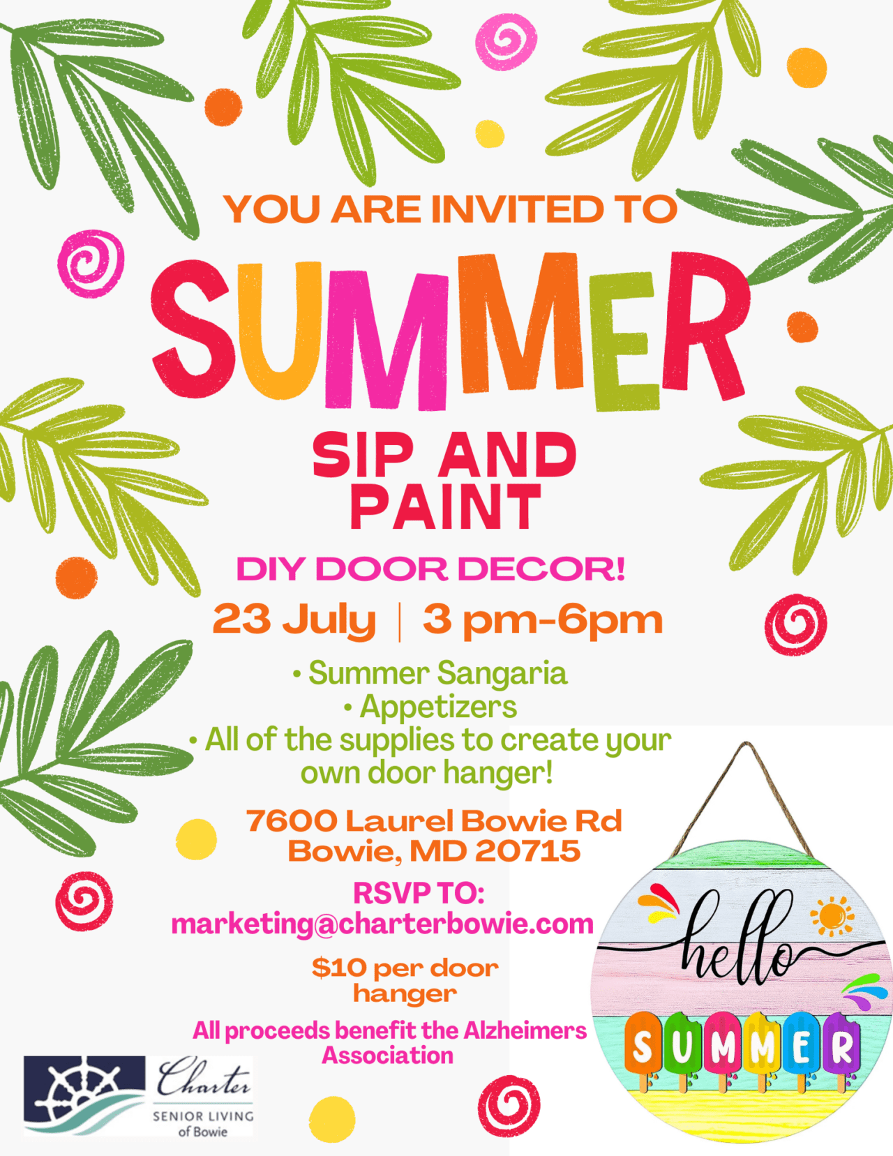 Summer Sip & Paint | Charter Senior Living Of Bowie